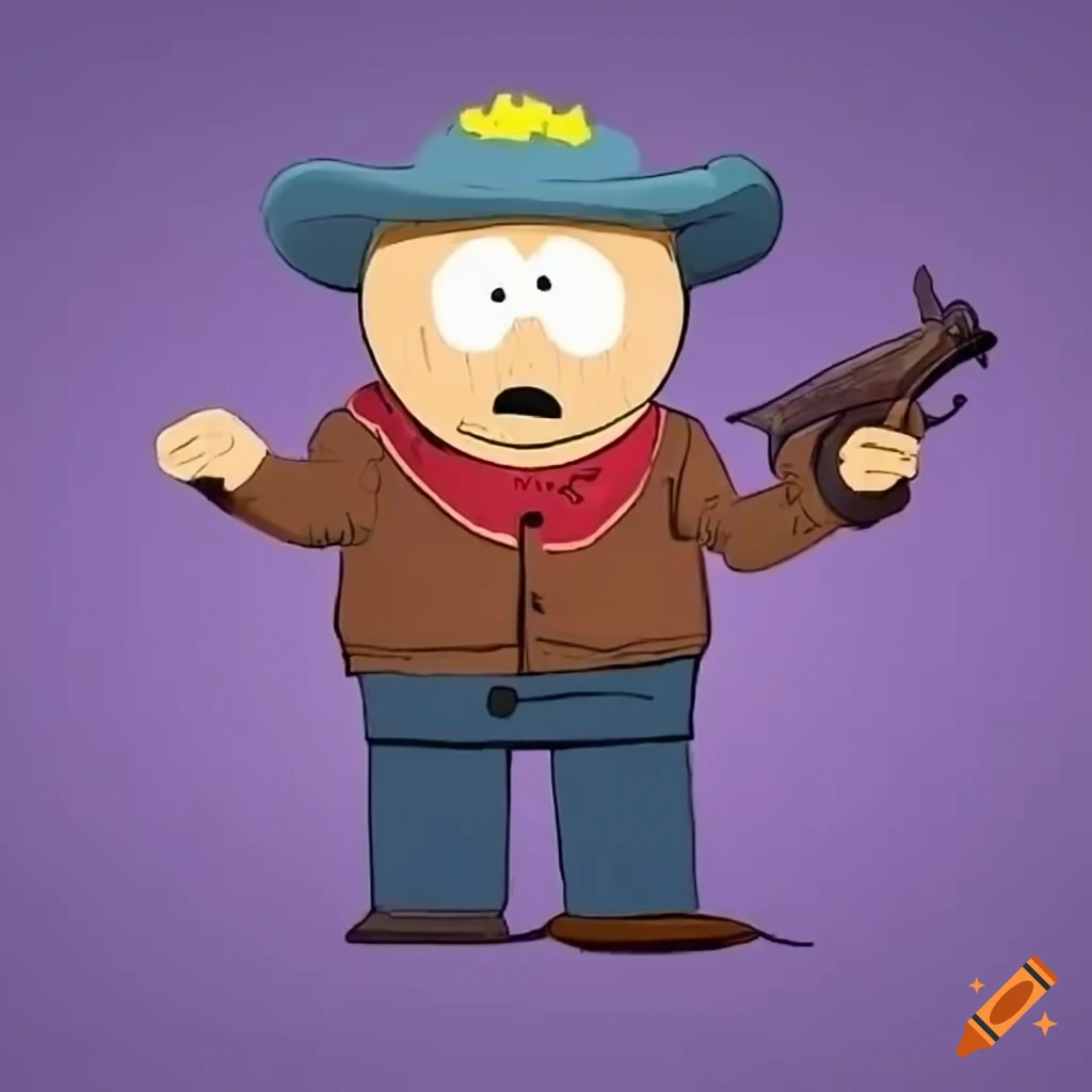 Cartoon depiction of eric cartman as a cowboy