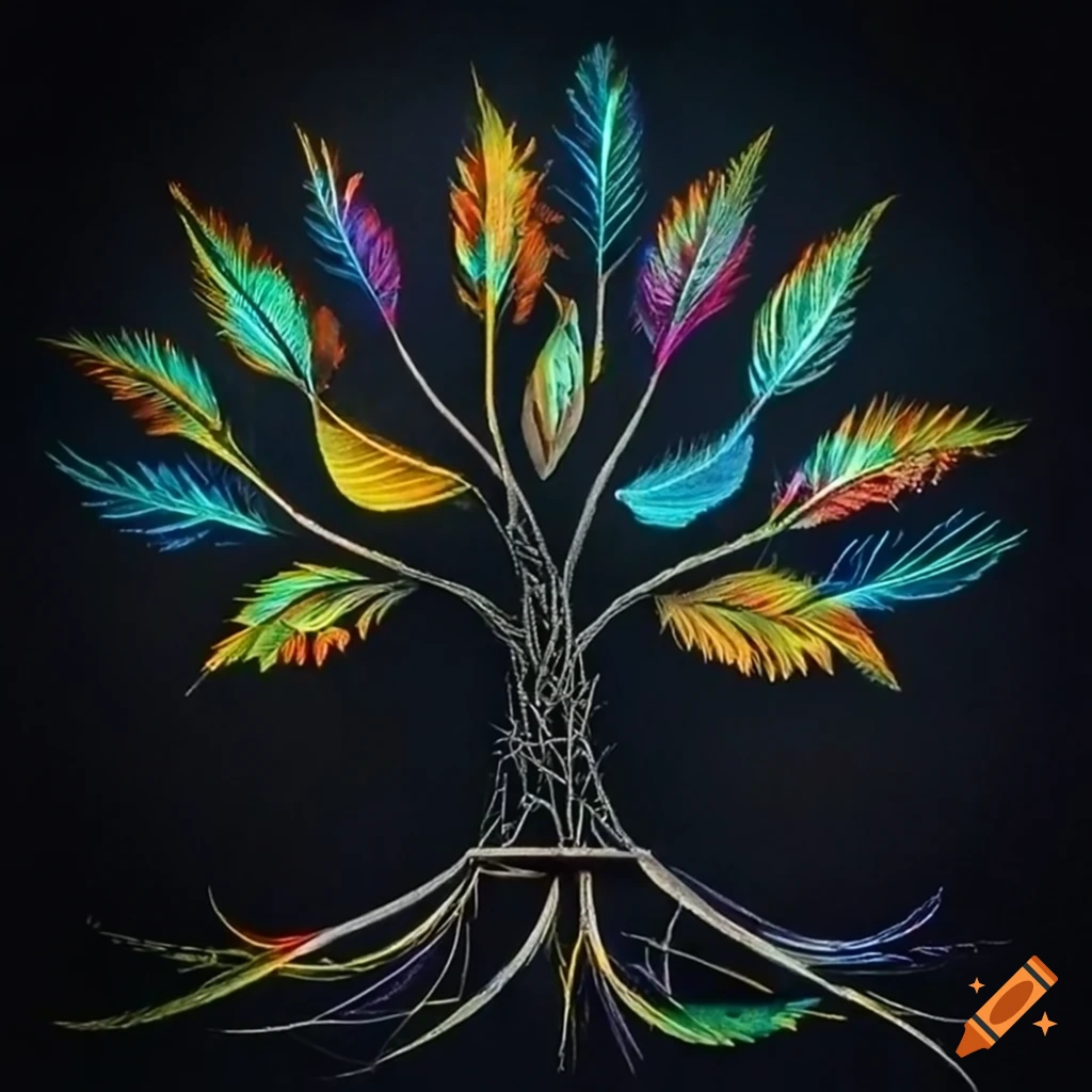 Feather tree artwork on Craiyon