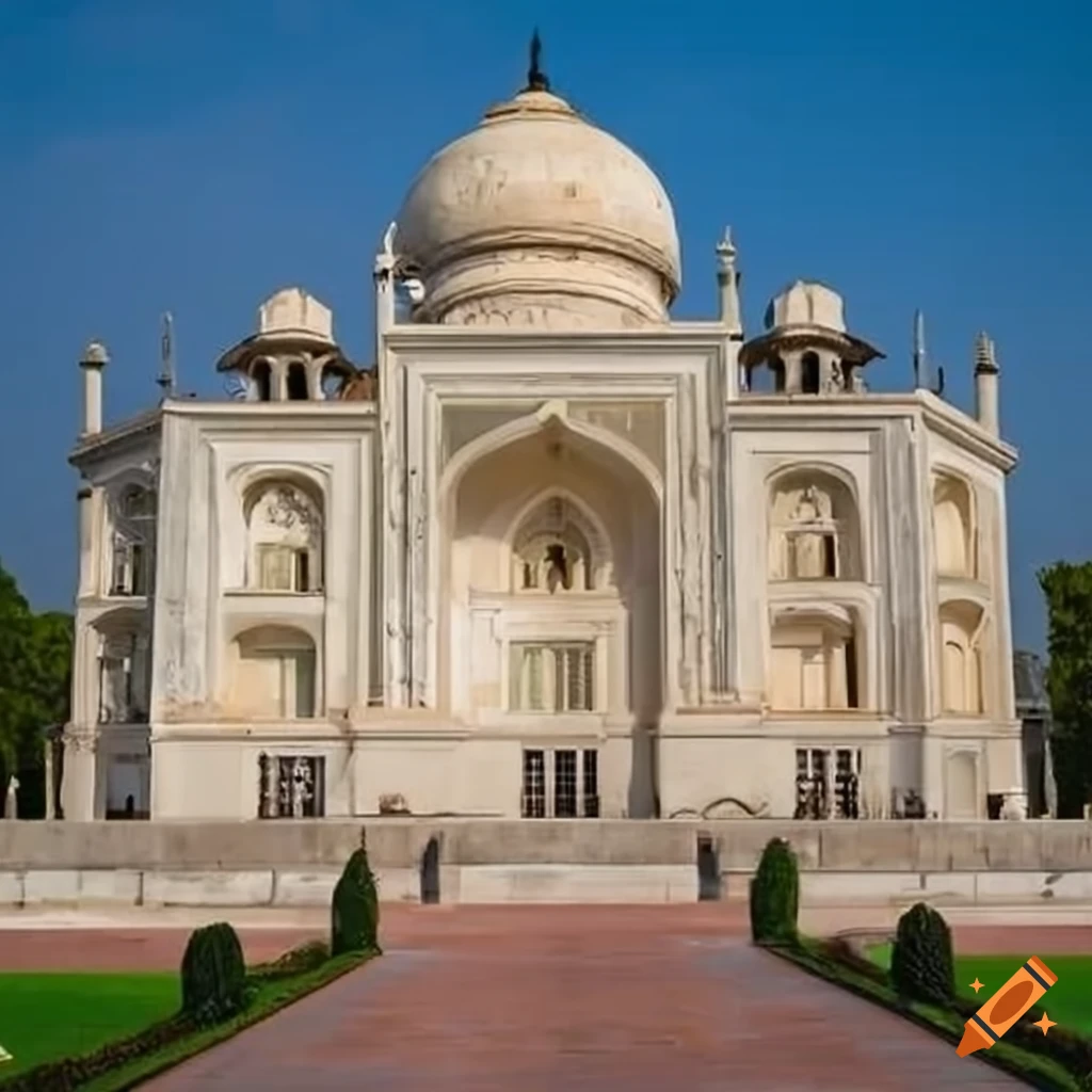 Full frontal view of mahal white house in mediterranean architectural ...