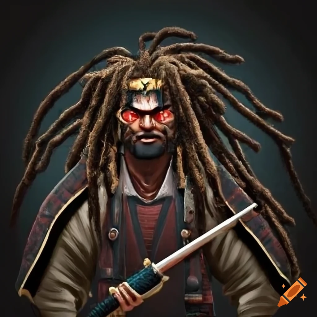 Image of a multicultural samurai with dreadlocks on Craiyon
