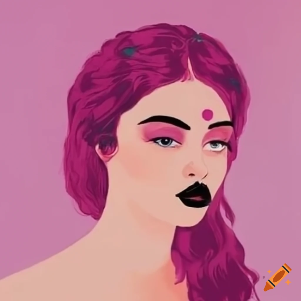 Colorful icon of a girl with long curly hair for github on Craiyon