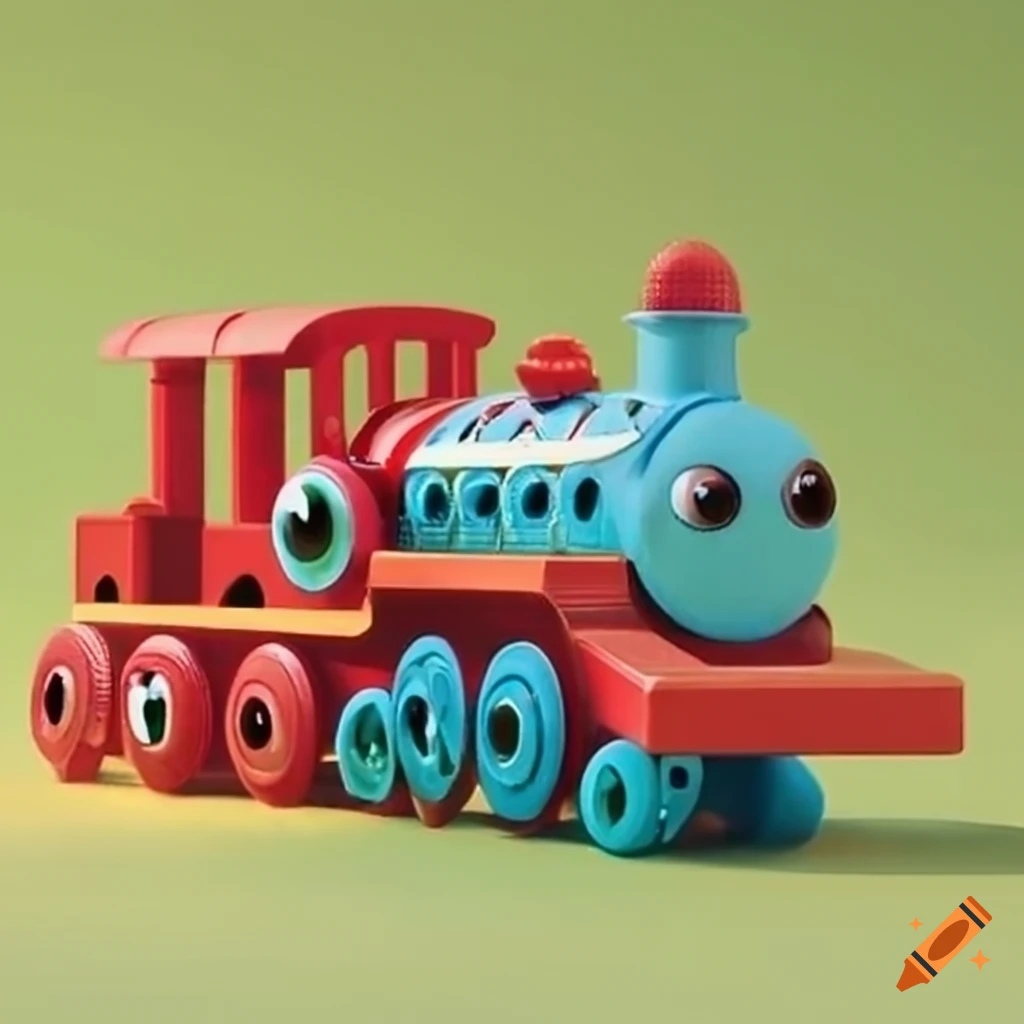 Cute toy train with eyes on Craiyon