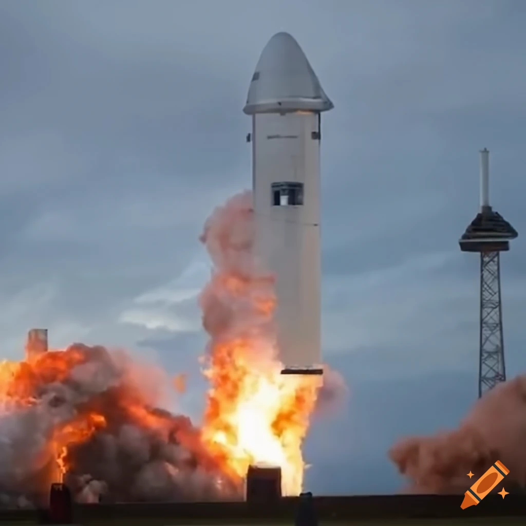 Photo Of Spacex Starship Booster Exploding On Launchpad On Craiyon