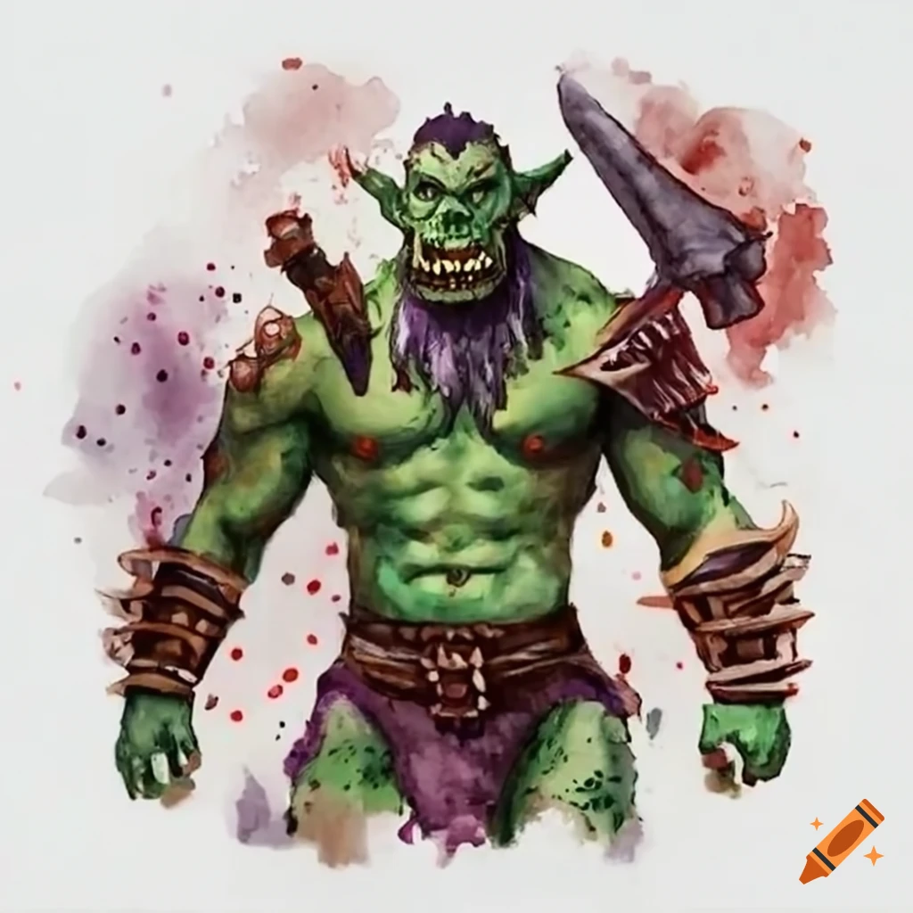 Image of a fierce orc warrior with a spiked club on Craiyon