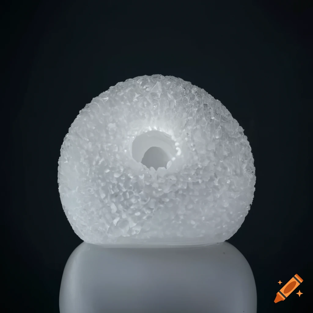 White quartz torus sculpture on black background on Craiyon