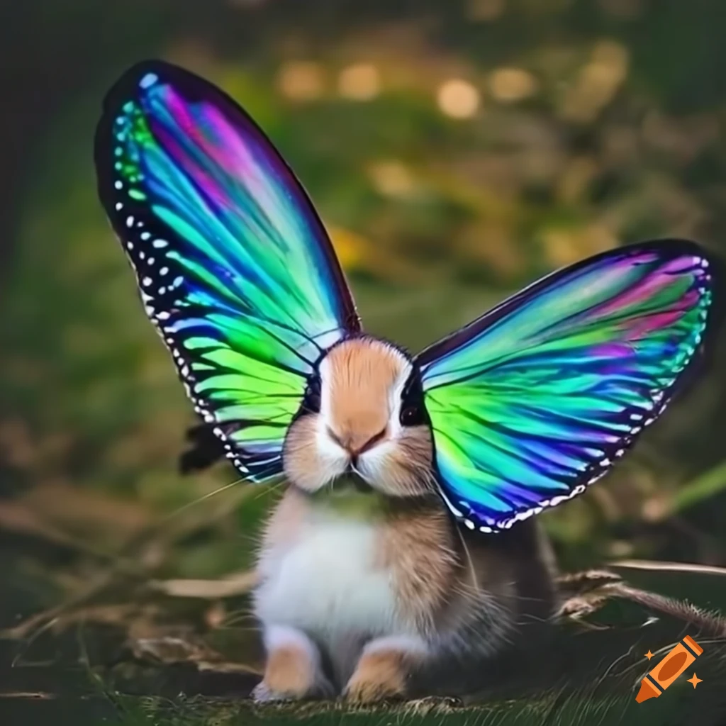 Rabbit with butterfly wings on Craiyon