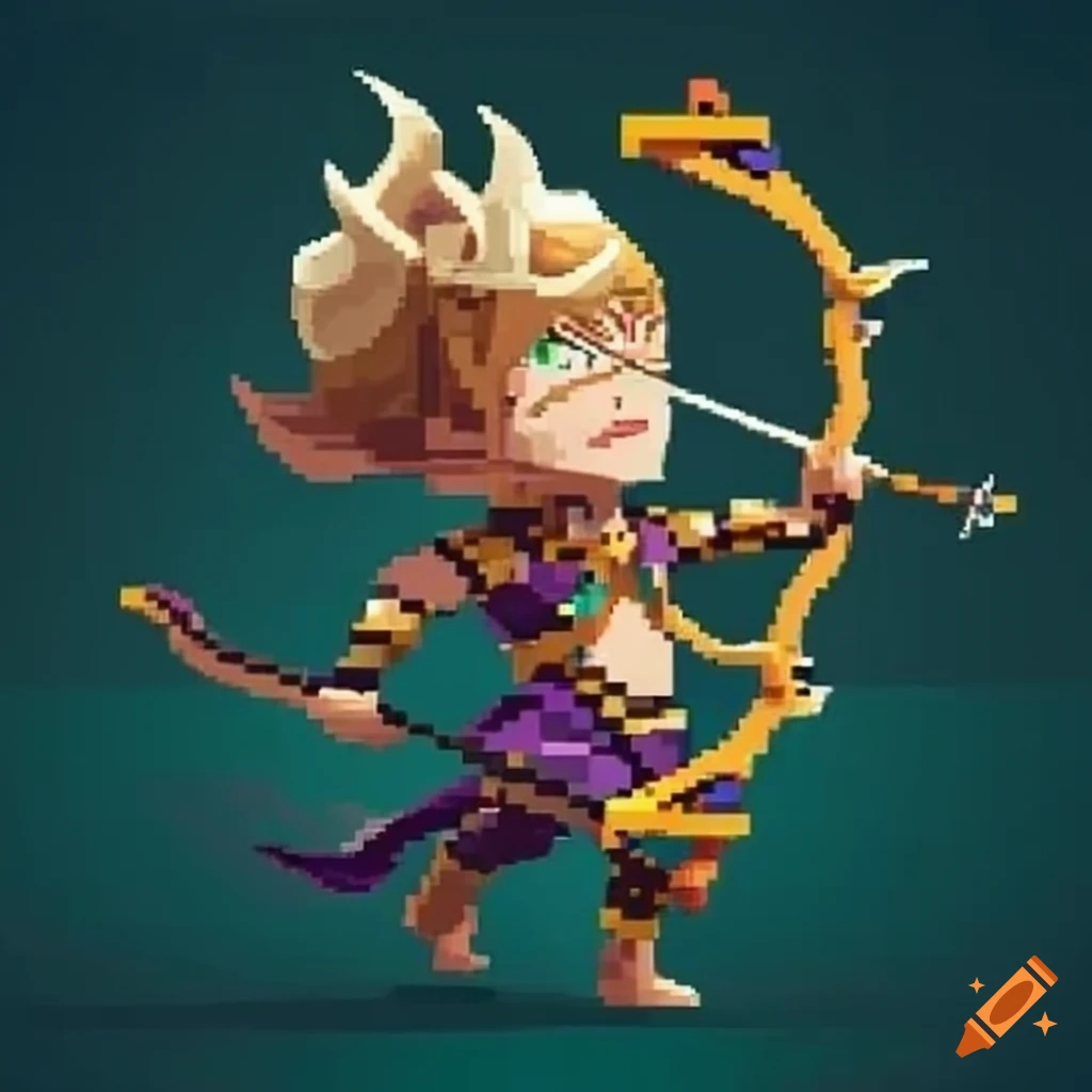 8-bit archer god with bow on Craiyon