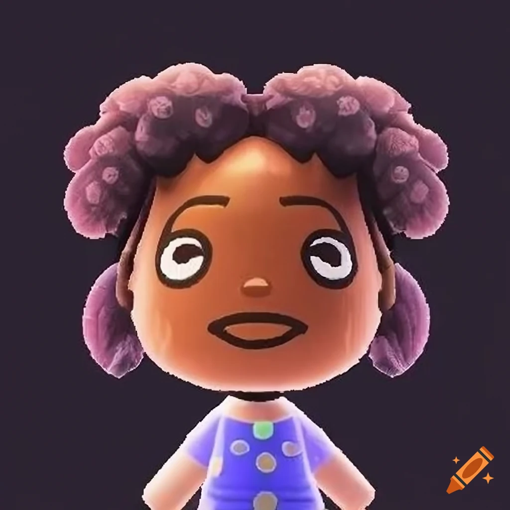 Digital artwork of a nigerian woman in animal crossing style