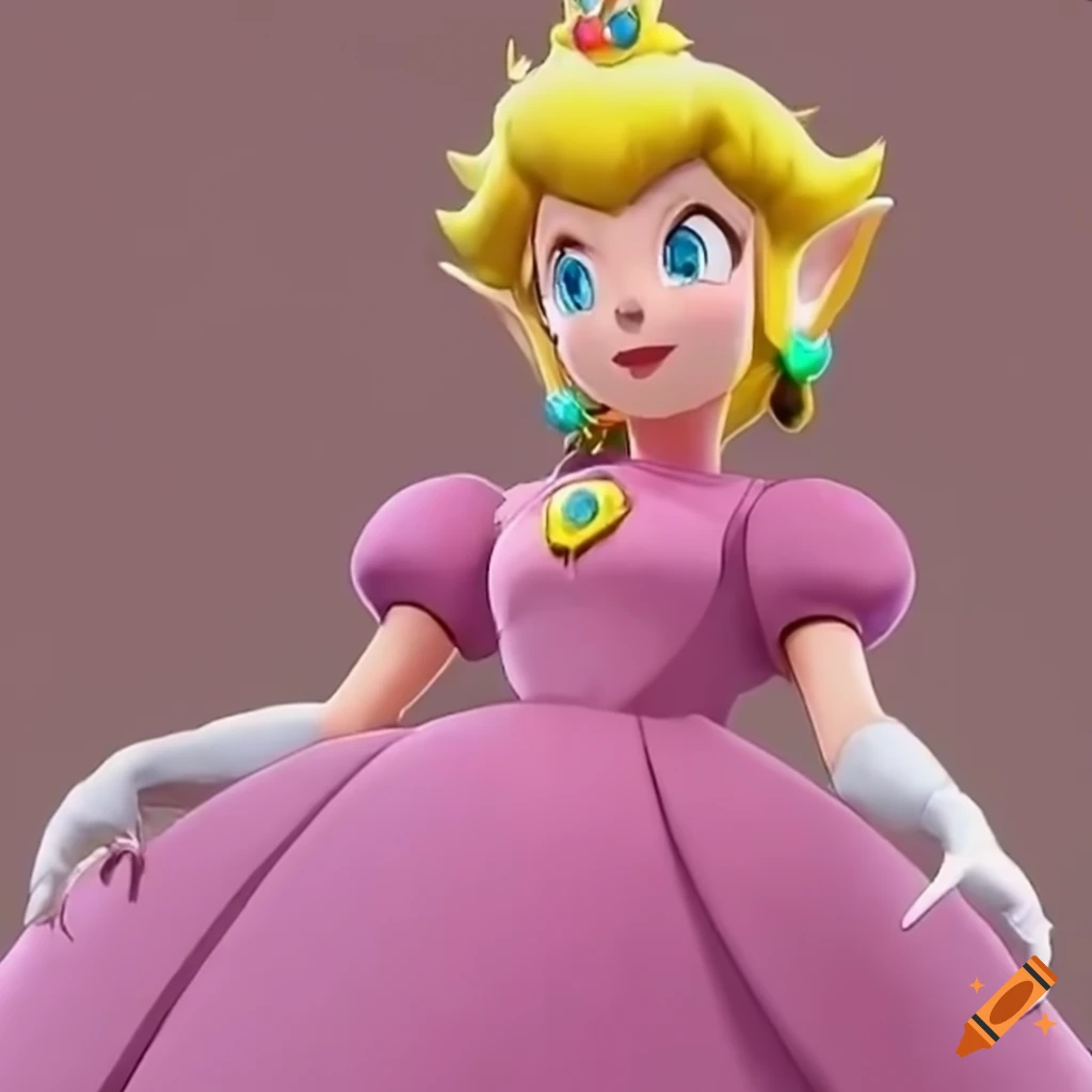 Link dressed in princess peach's pink ballgown on Craiyon