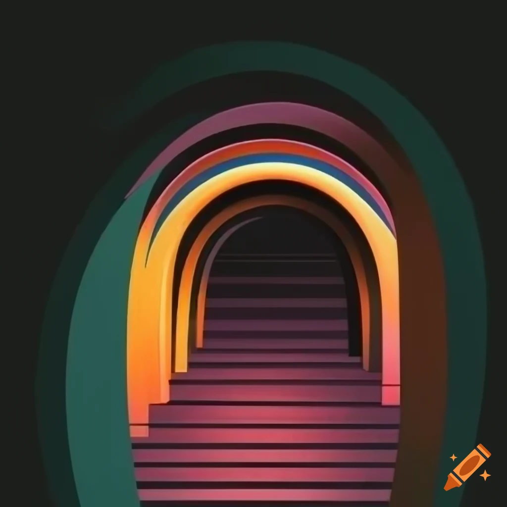 Abstract retro artwork of fascinating stairs on Craiyon