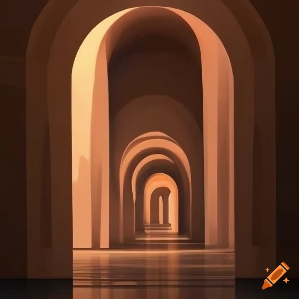 Geometric abstract art with architectural arches on Craiyon