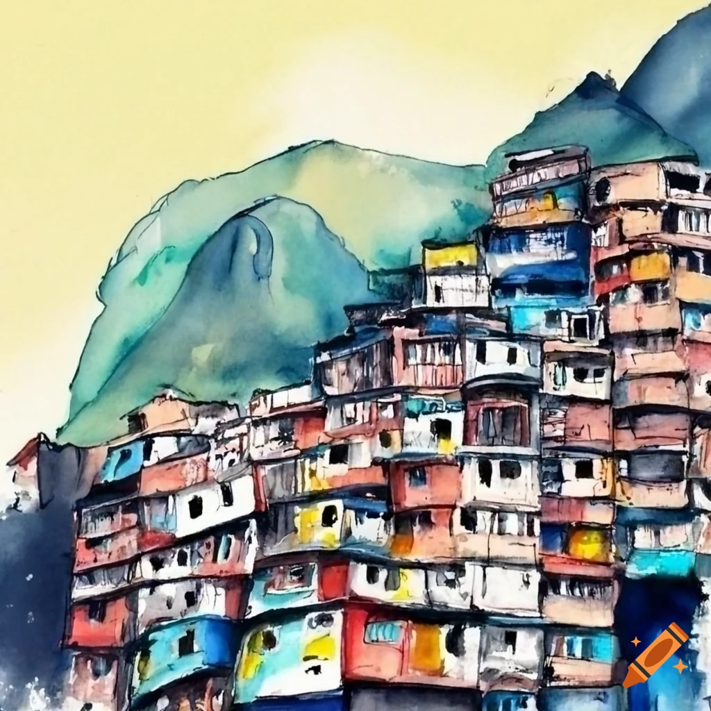 Ink painting of rocinha favela in rio de janeiro on Craiyon