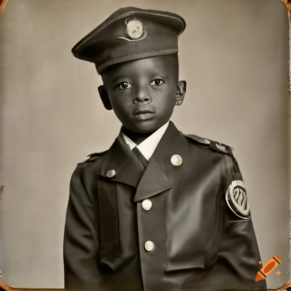 Vintage photo of a stern-looking black boy in a security guard uniform ...