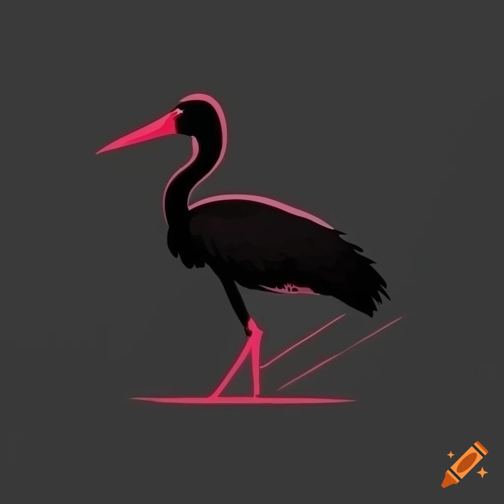 Logo with silhouette of a black stork