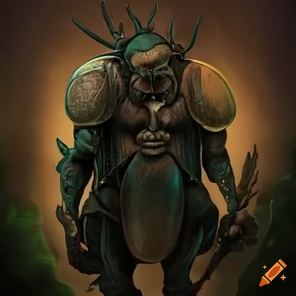 Digital artwork of a scarab man goliath on Craiyon