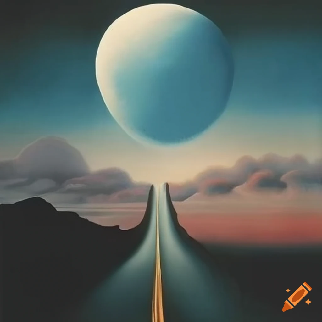 Surrealist painting of a hairpin bend road on Craiyon