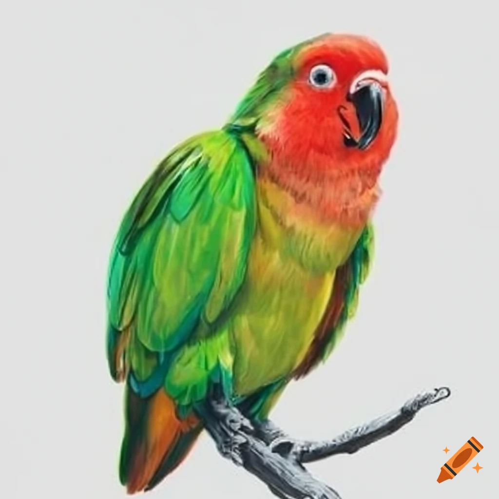 Retro inspired figure of an amazonian lovebird on Craiyon