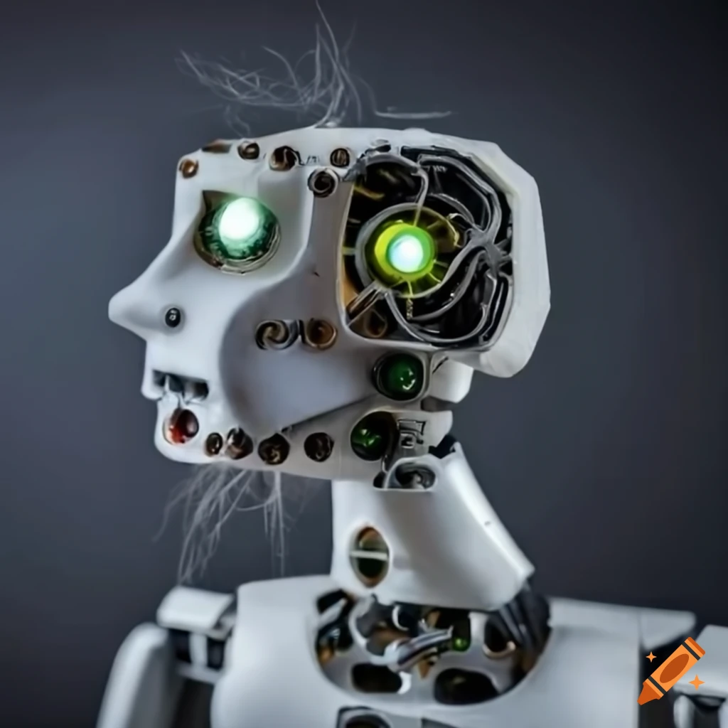 Close-up of a hyperrealistic exterminator robot