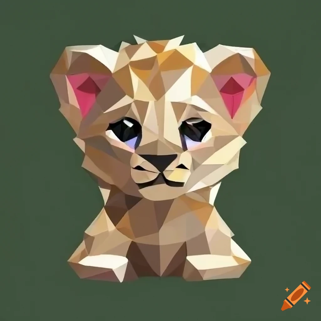 Low poly baby lion logo
