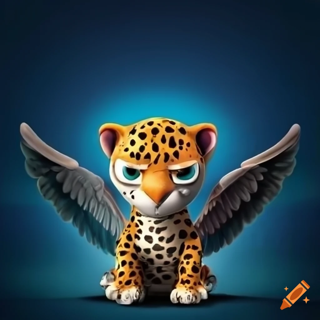 Cute pixar jaguar with eagle wings on Craiyon