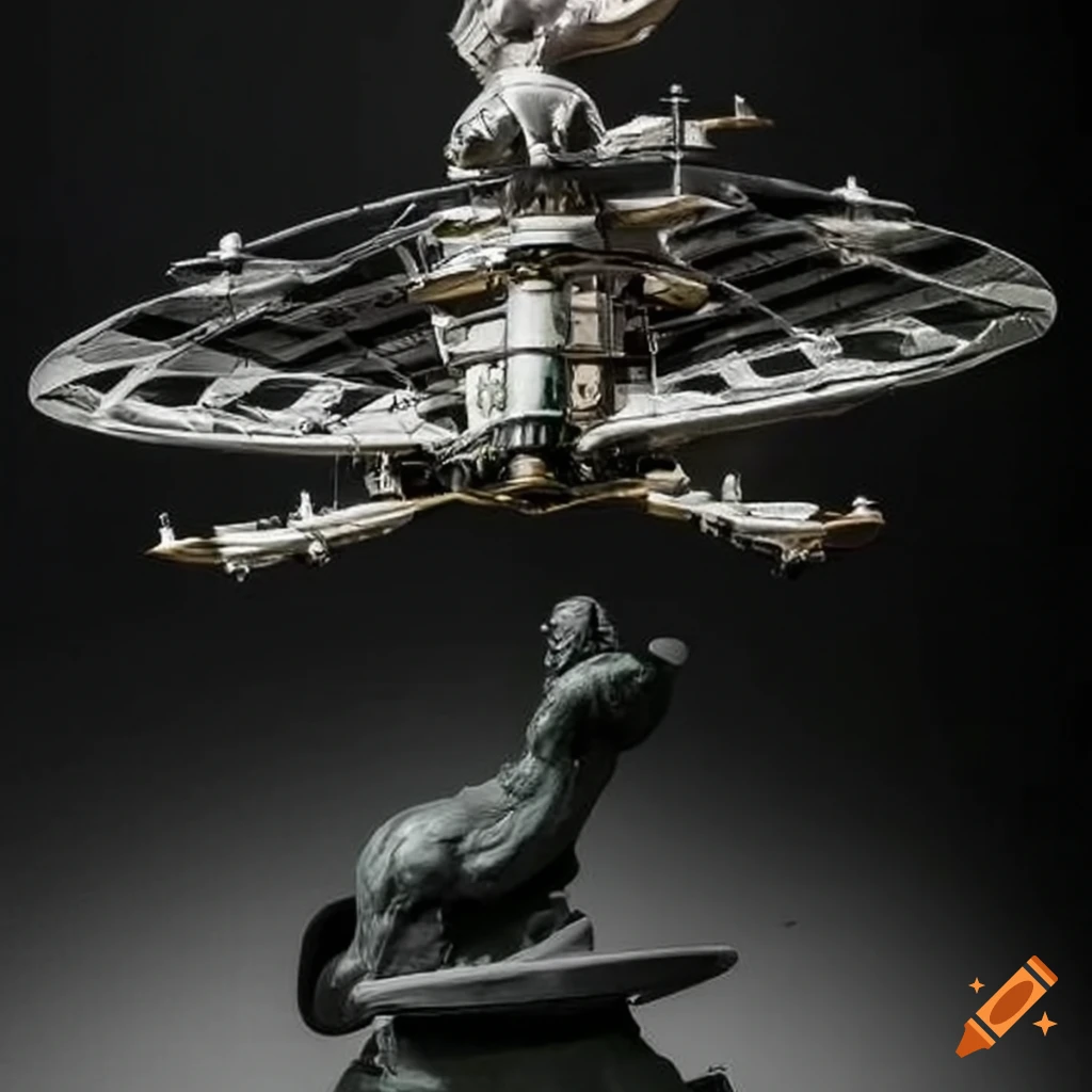 Helicopter transporting a statue