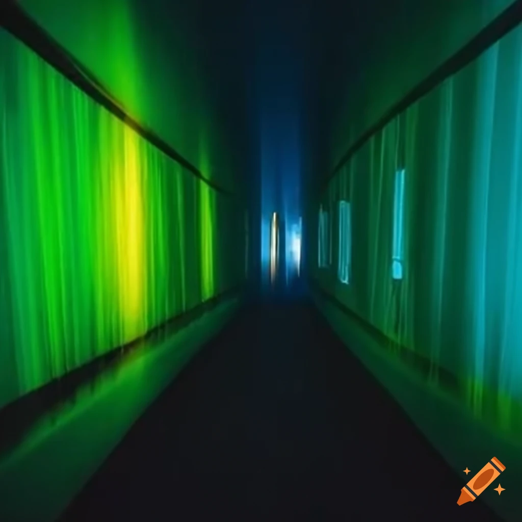 Liminal space with blue mountains and the text "rilll" on Craiyon