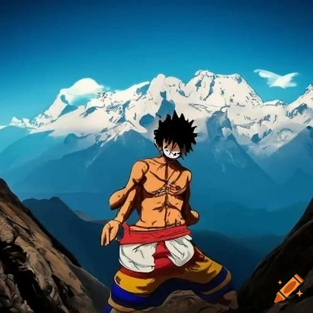 Luffy from One Piece with Nepal flag in hand on Craiyon
