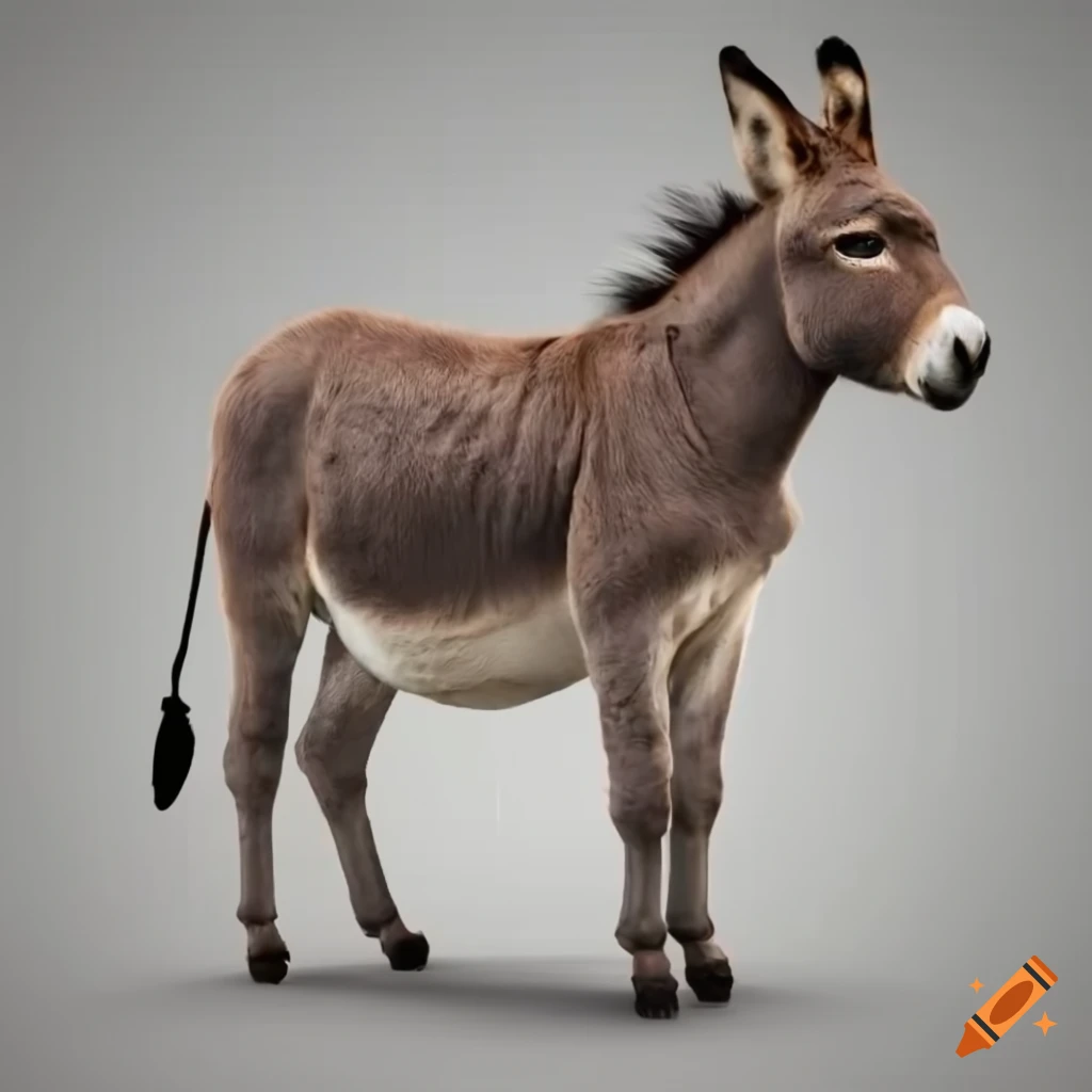 Side view of a chubby donkey on Craiyon