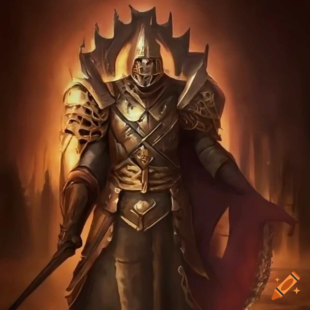 Golden knight with magic powers in a detailed design on Craiyon