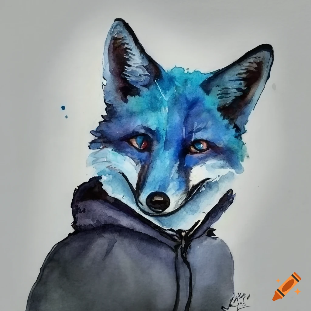 Grunge sketch of a punk furry with blue eyes on Craiyon