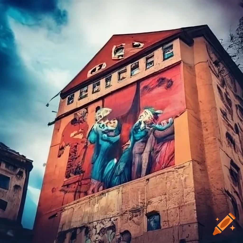 Colorful mural with the text 'howe' on Craiyon