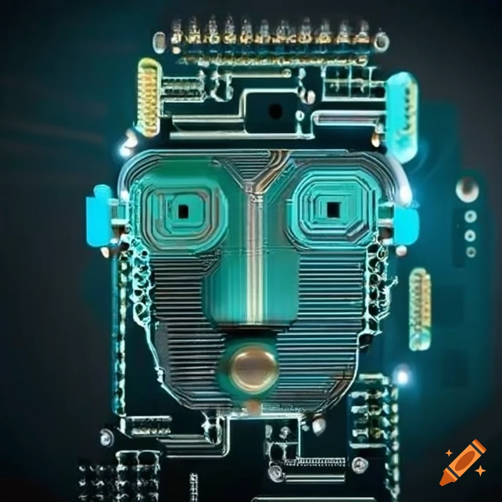 Photo of a circuit board with a unique face design on Craiyon