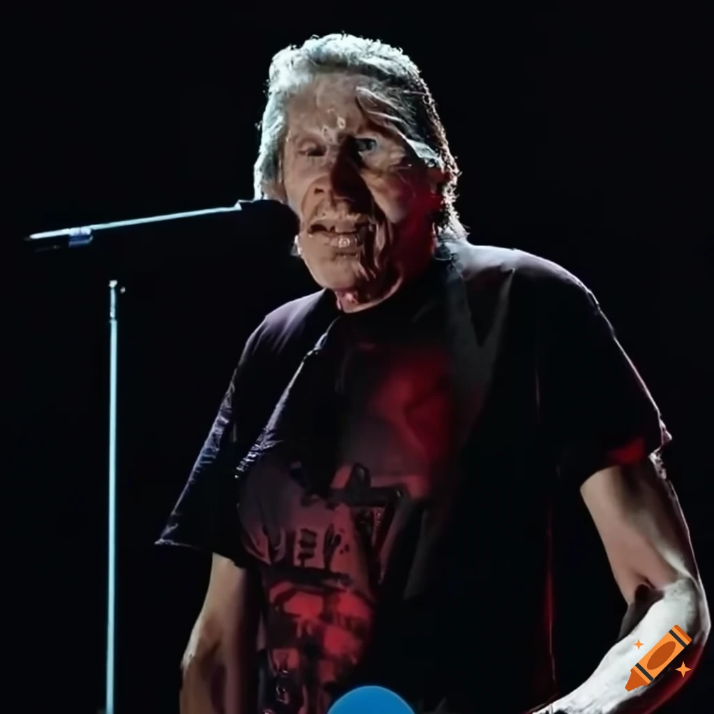Roger Waters rapping on stage on Craiyon