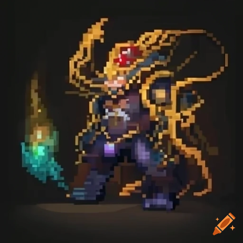 8-bit artwork of a summoner god elemental on Craiyon