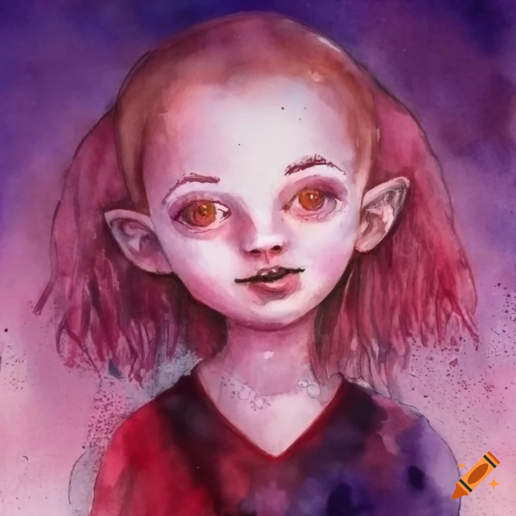 70s children's book illustration of a girl vampire