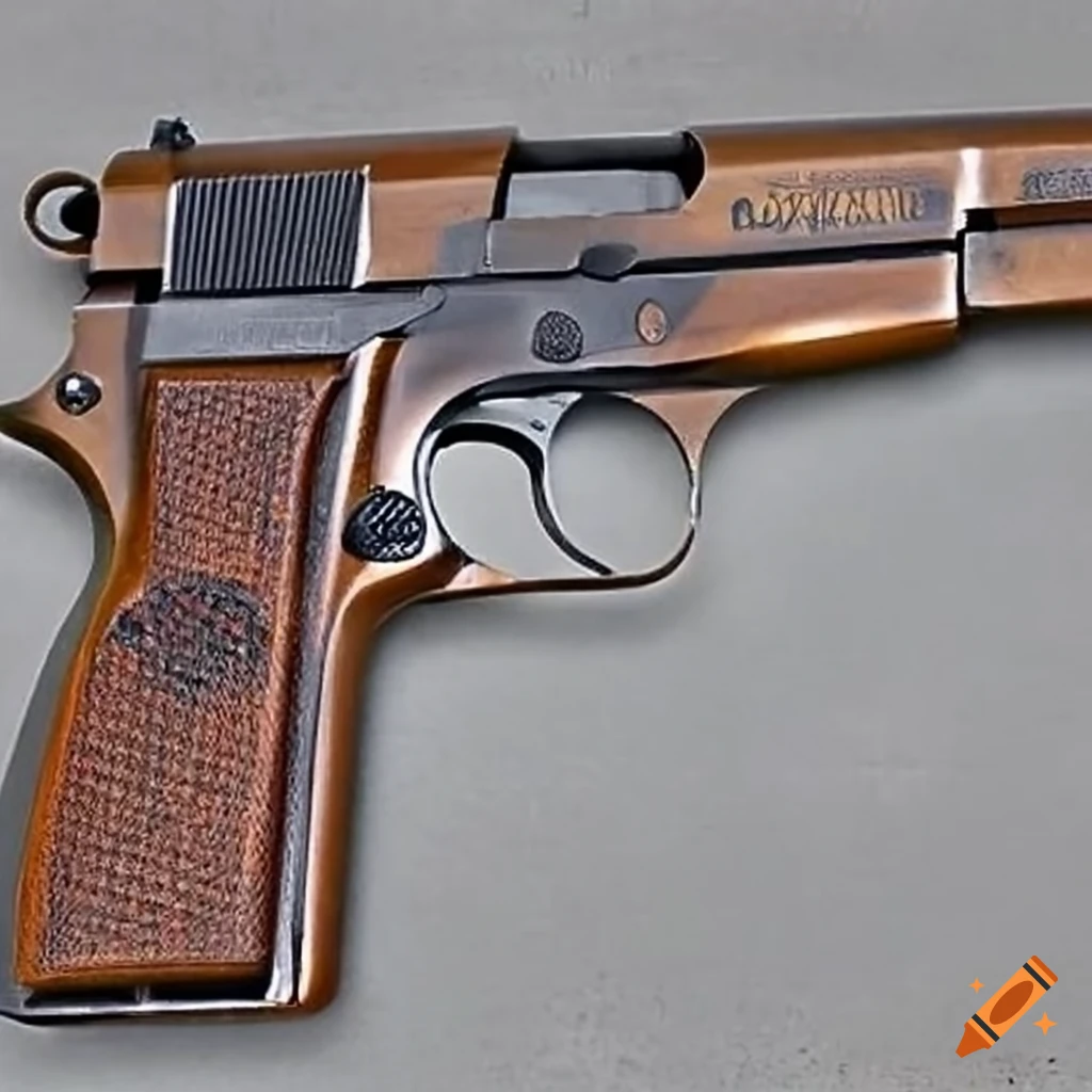 Brown color browning hi power handgun on Craiyon