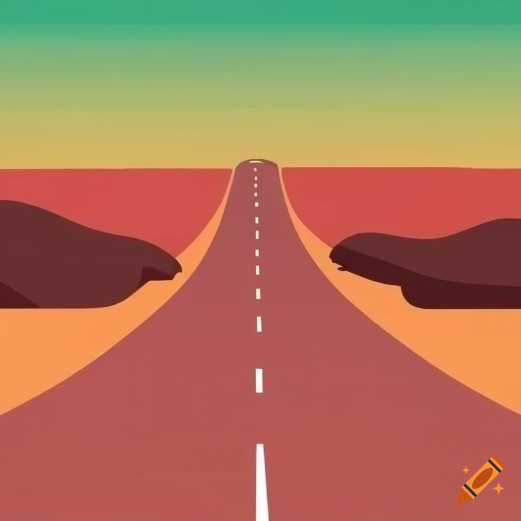 Minimalistic art of an outback road in Australia on Craiyon