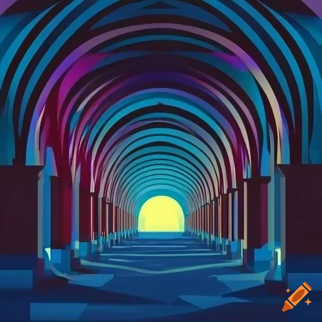 Abstract geometric art with architectural arches on Craiyon