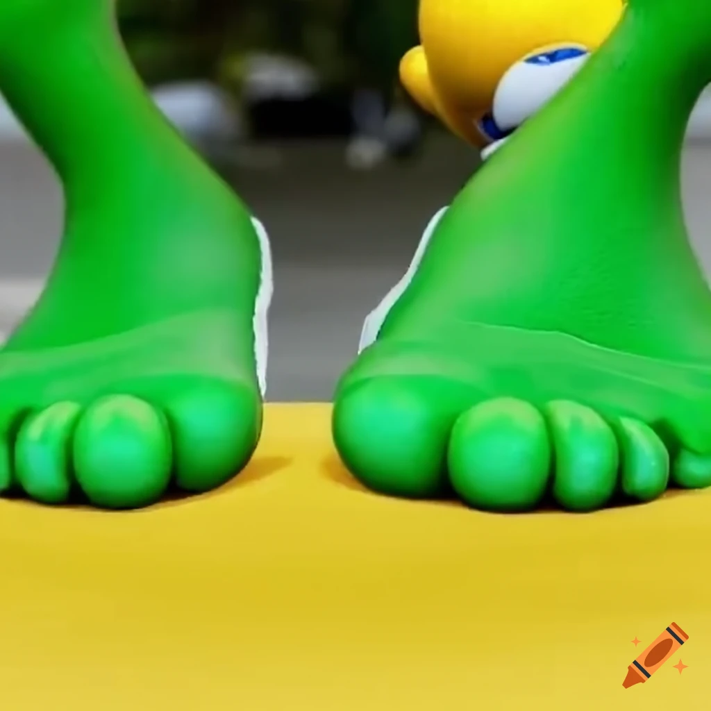 Close-up of yoshi's green feet on Craiyon