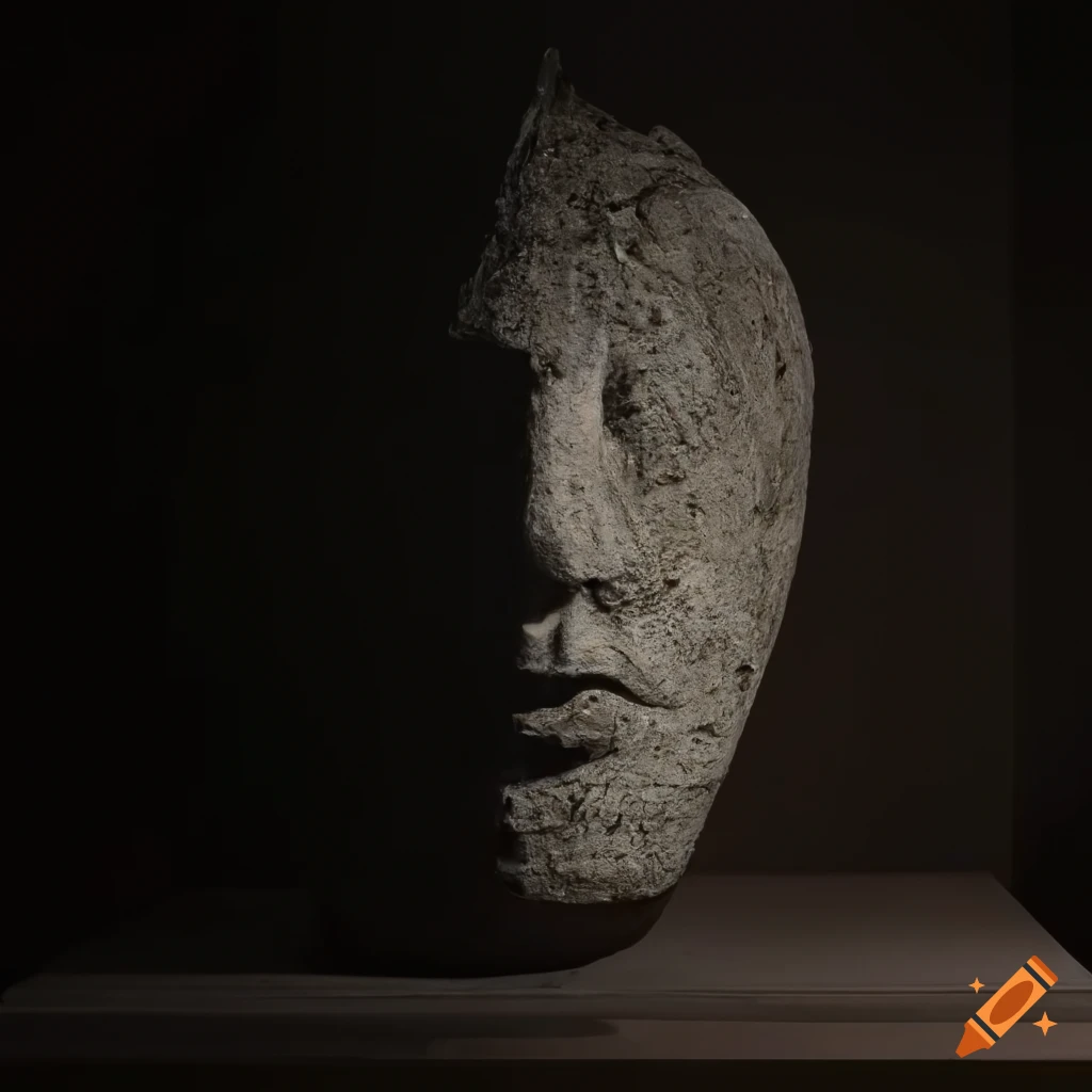 Stone sculpture of a veiled face