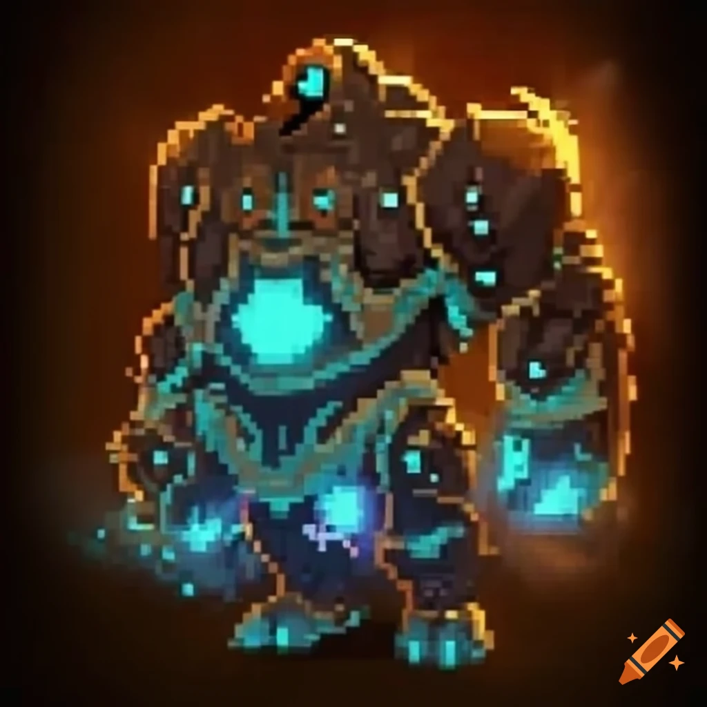 Pixel art of a powerful protoss character summoning elemental forces on ...