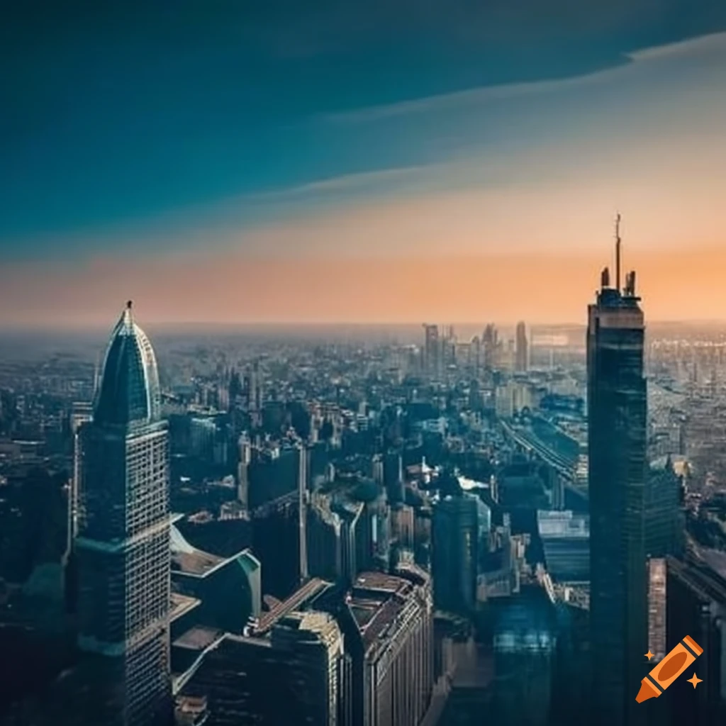 Top view of a city from a skyscraper on Craiyon