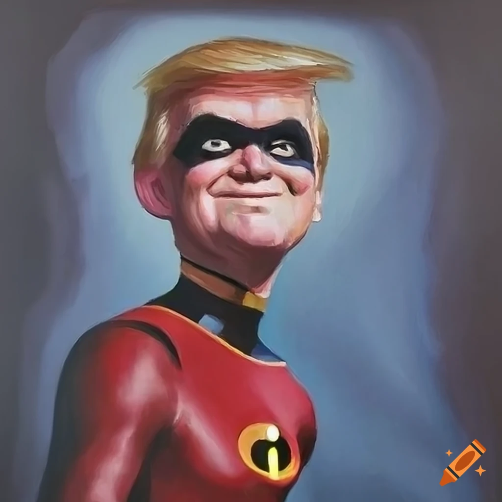 Painting of donald trump as mr. incredible on Craiyon