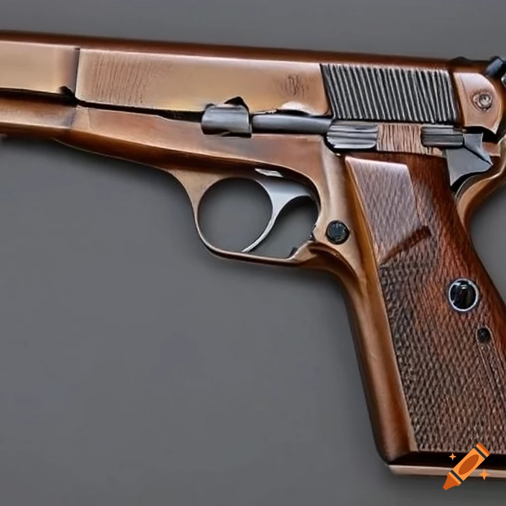 Brown color browning hi power handgun on Craiyon