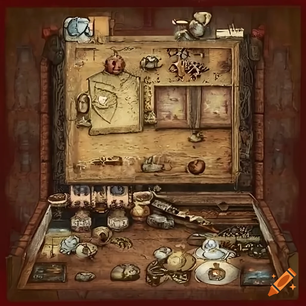 Inventory screen in a steampunk rpg game on Craiyon