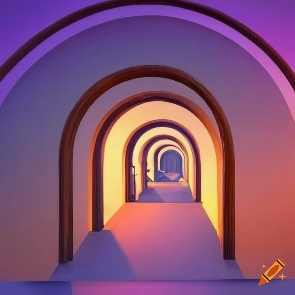 Abstract geometric art with arches and steps on Craiyon