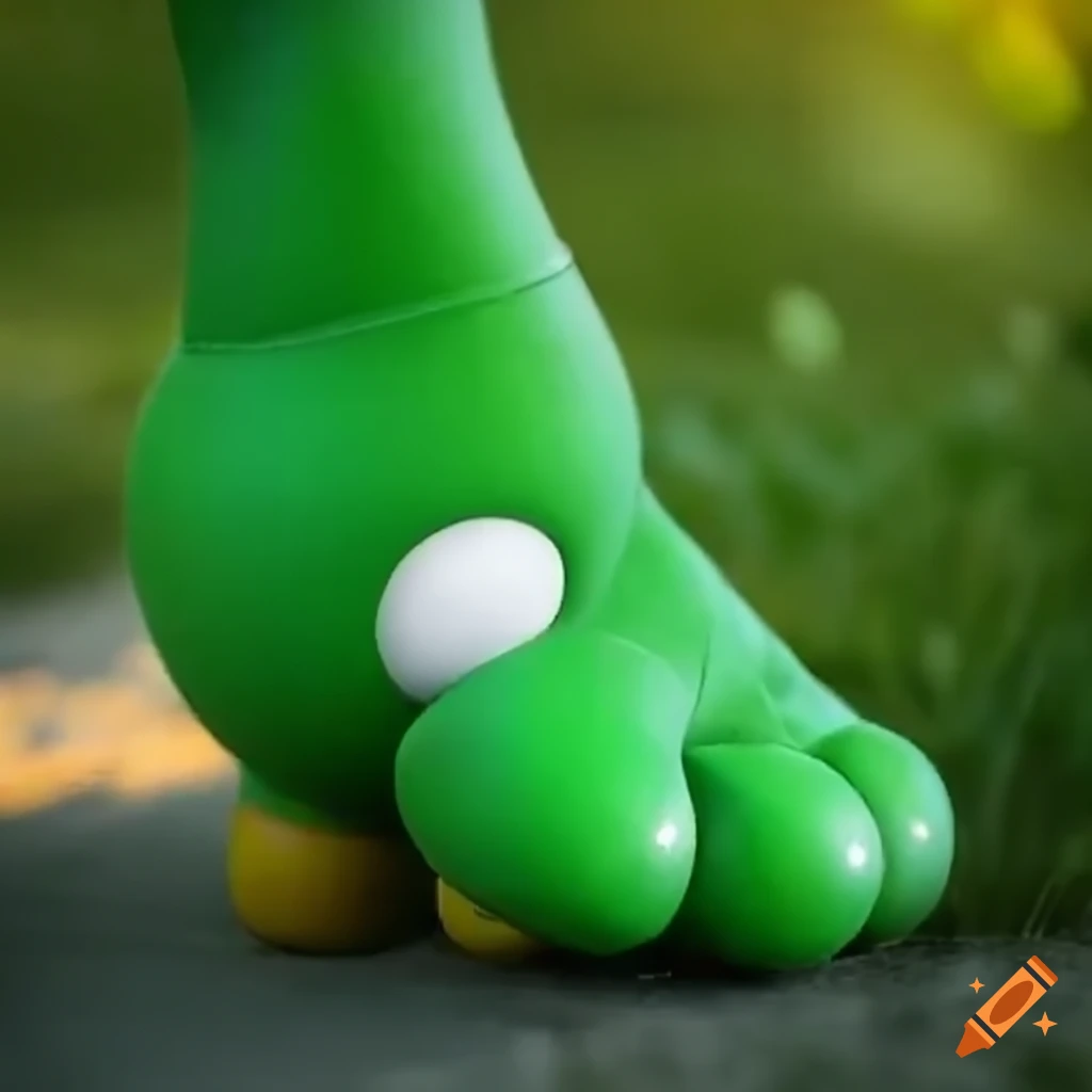 Close-up of yoshi's green feet on Craiyon
