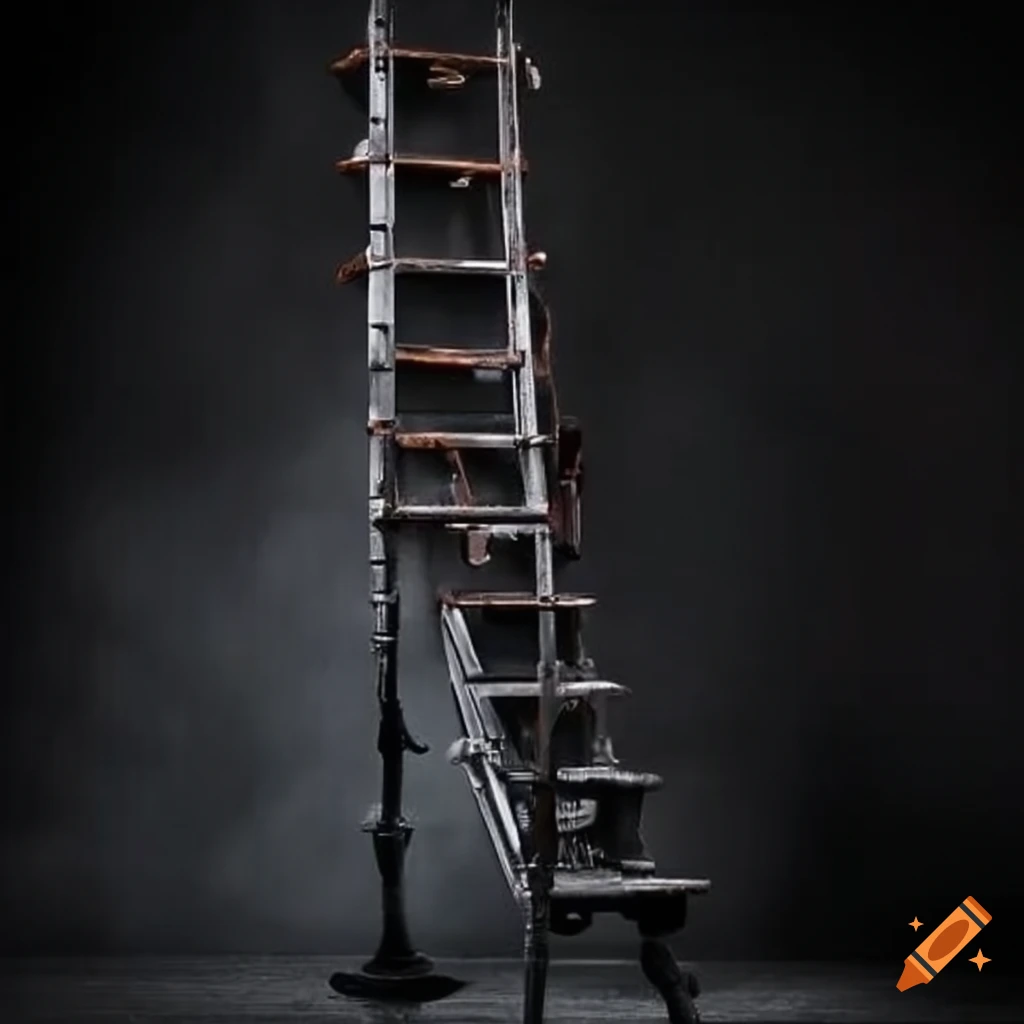 Long ladder in a dark environment by man ray on Craiyon