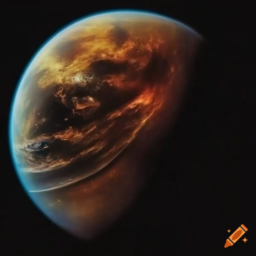 Stunning matte painting of a planet's surface on Craiyon