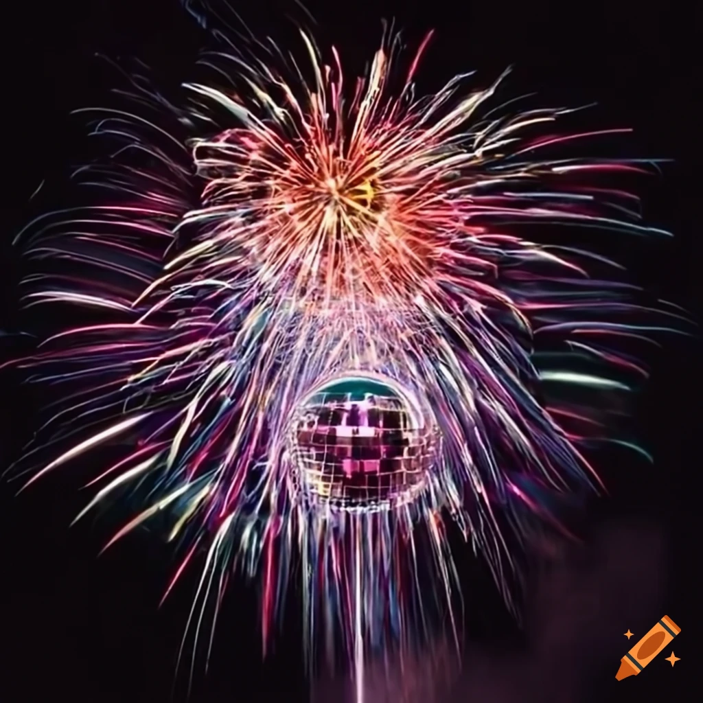 Disco ball with fireworks on Craiyon